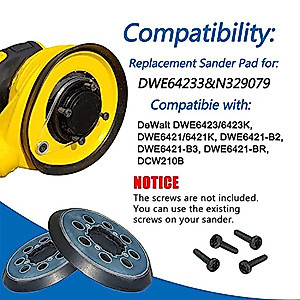 4 Packs Sander Pad for Dewalt DWE64233 & N329079 5" 8 Hole Hook and Loop Replacement Orbital Sander Pad Compatible with DWE6421 6421K DWE6423 6423K DCW210B (4 Screw Holes Sanding Part)