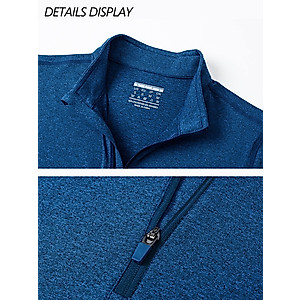 TACVASEN Women's 1/4 Zip Shirts Sun Protection Pullover Outdoor UPF 50+ Workout Golf Tops, Blue, 2XL