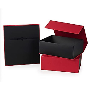 AimtoHome Gift Box 13.4x10x5 Inches,Red Black Gift Box with Lid,Collapsible Bridesmaid Groomsmen Proposal Box with Magnetic,Gift Boxes for Presents,Valentines day Wedding Christmas Birthdays Gift Packging(Pack of 3)