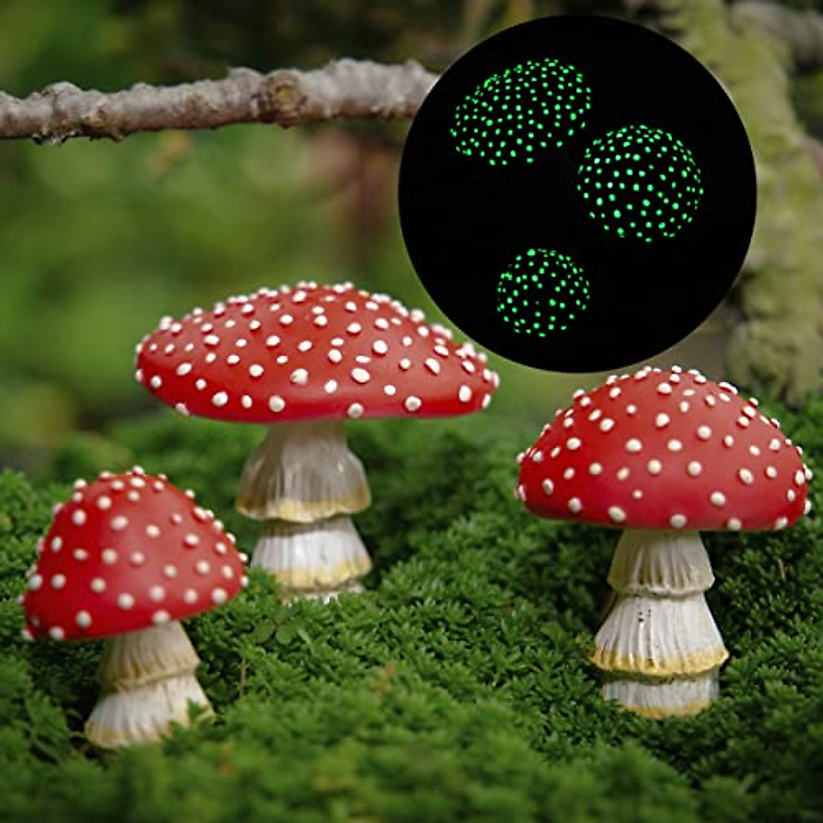 Tree Poetry Mushroom for Garden, Glow in The Dark Fairy Garden Decor Accessories, Micro Landscape, Mushroom Statue