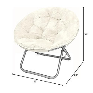 Urban Lifestyle Mongolian Faux Fur Saucer Chair, Off White