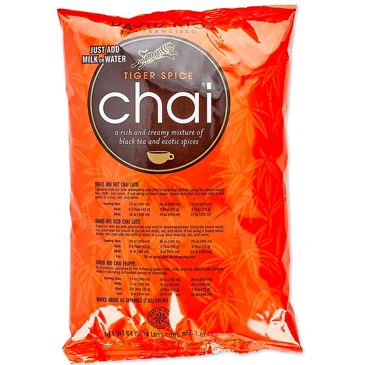 David Rio Food Service Bag Tiger Spice Chai, 1 Pack (1 x 1.8 kg)