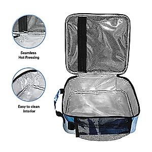 Insulated Lunch Bag Killer Whale Ocean Watercolor Portable Lunch Box Zippered Lunch Tote Bag Cooler Bag with Adjustable Strap for Women Men Work School Girl Boy