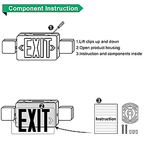 MAVARO White LED Emergency Lighting Fixture with 2 LED Heads and Hardwired Adjustable Exit Light Exit Sign for Business / Home with Battery Backup 110-277V, UL Certified, Fire Resistant
