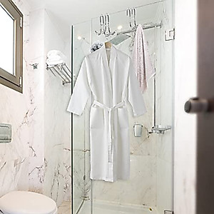 EOFJRUC Shower Door Hooks - 2 Pack Towel Hooks for Bathroom Frameless Glass Shower Door, Stainless Steel Rack Hooks for Hanging Towel, Bathrobe, Squeegee (Silver)