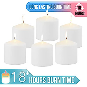 Stonebriar 18 Hour Long Burning Unscented Pillar Candles, 3x3, White , Pack of 6