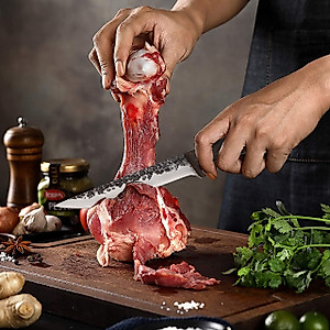 ZENG JIA DAO Full Tang Boning Knife Fillet Knife with Sheath, for deboning, meat cutting and slicing，6 inch Razor Sharp Meat Cleaver Butcher Knife