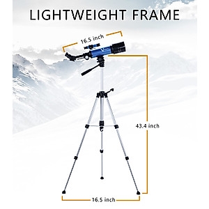 Vanstarry Telescope, 70mm Aperture 400mm AZ Mount Astronomical Refractor Telescopes for Kids Astronomy Beginners, Adjustable Portable Travel Telescopes with Backpack