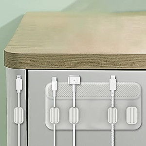 clenye Magnetic Cable Holder,Cable Management for Desk with Embedded Magnetic with 10 Clips in 3 Sizes(3mm/3.6mm/4.2mm) for Lighting Cables, USB C Cables, Micro Cables | Grey