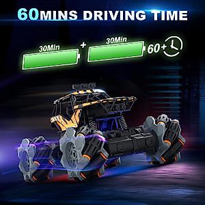 Growsly Remote Control Car Rc Cars, High Speed Monster Trucks for Boys, 1:18 Scale 4WD Toy Trucks, 2.4Ghz All Terrain Off Road Rc Rock Crawler with 2 Rechargeable Batteries and Led Lights