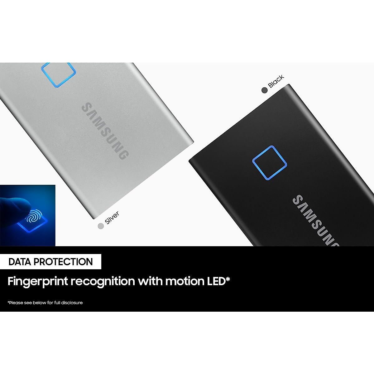 Samsung T7 Touch Portable SSD - 1 TB - USB 3.2 Gen.2 External SSD Metallic Black (MU-PC1T0K/WW)