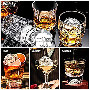 KooMall Ice Molds, Large Ice Cube Trays, Make 6Giant Cute 3D Rose Flower and Heart Shape Ice,Silicone Rubber Fun Big Ice Ball Maker for Cocktails Juice Whiskey Bourbon Freezer,Pink