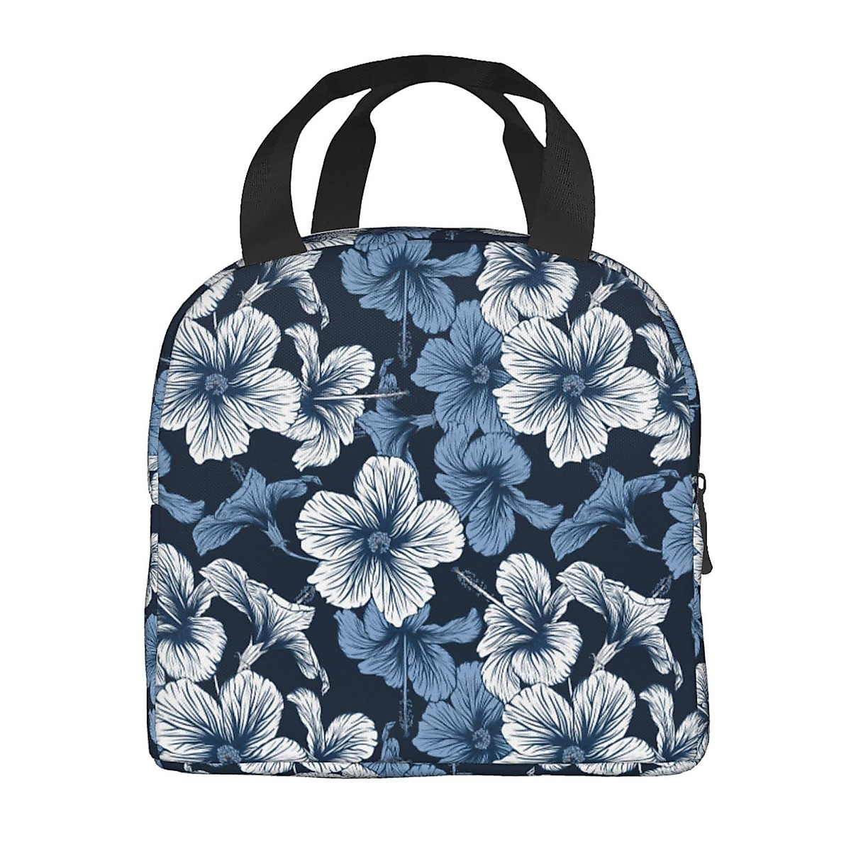Ucsaxue Hawaiian Tropical Floral Hibiscus Flowers Lunch Bag Small Insulated Lunch Box with Front Pocket Kawaii Lunch Bags for Girls Boys Freezable Bento Box Women Men Lunch Boxes
