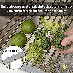 Snailhouse Roll Up Dish Drying Rack, Stainless Steel Dish Drainer Over The Sink with Anti-Slip Silicone for Kitchen Counter, Gold (17.8 x 15.7 in)