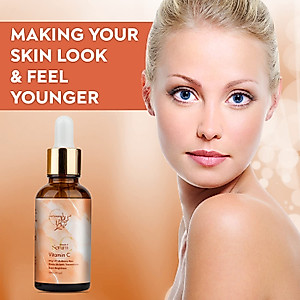 𝗪𝗜𝗡𝗡𝗘𝗥 𝟮𝟬𝟮𝟰* Vitamin C Face Serum – Anti Aging Facial Serum with Vitamin C, Vitamin E & More – Brightening Serum for Dark Spots, Even Skin Tone, Eye Area, Fine Lines & Wrinkles, 1 Fl Oz