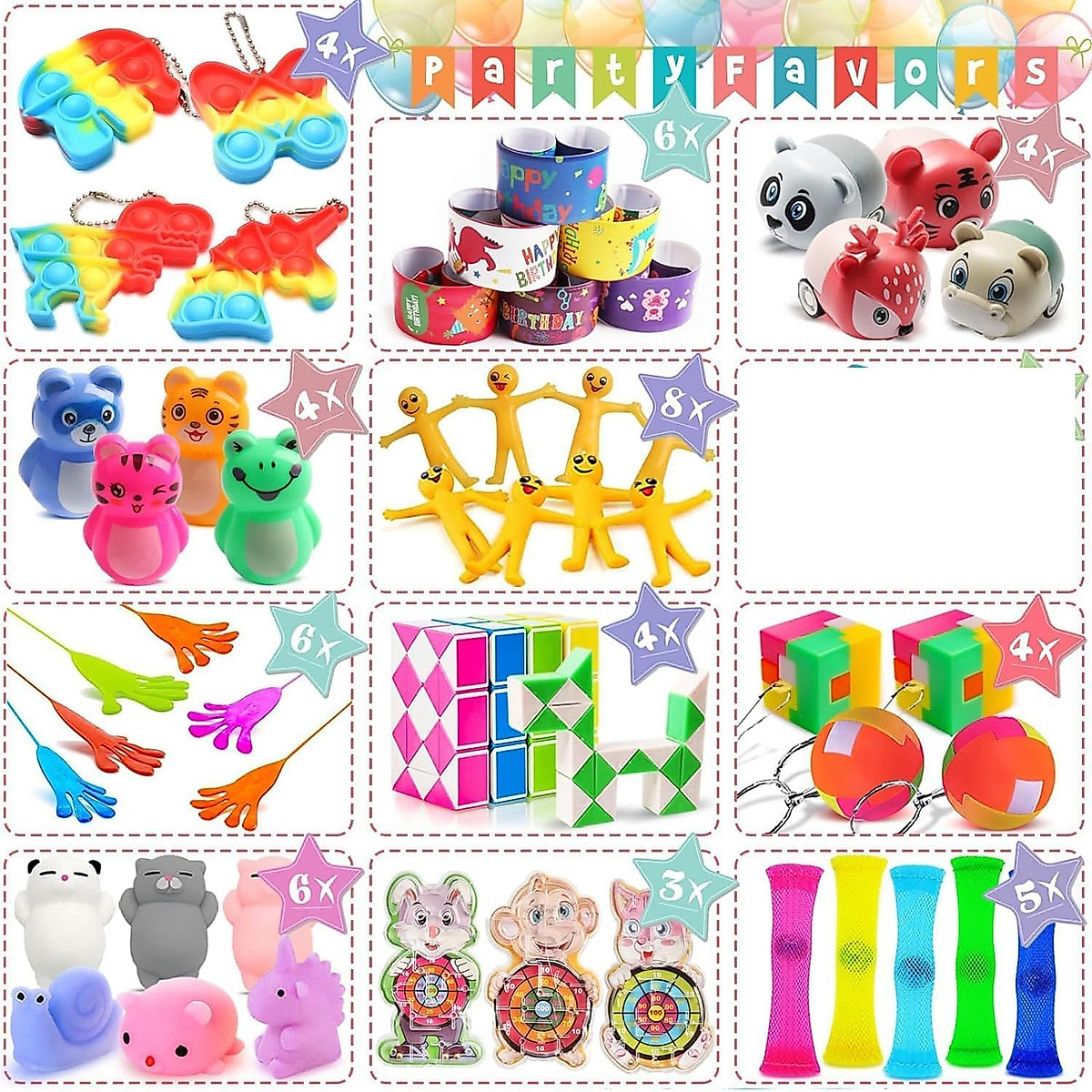 56 Pcs Party Favors for Kids 3-5 4-8 8-12, Treasure Chest Carnival Prize Box Toys for Classroom, Pinata Stuffers Goodie Bag Filler Easter Egg Fillers, Small Bulk Toys for Boys Girls Birthday Gift