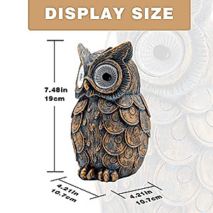 Owl Outdoor Garden Ornaments, Solar Garden Owl Garden Decor Statue, Resin Owl Garden Ornament with Solar Lights, Waterproof Garden Owl Statues Sculptures for Patio Lawn Porch Ornament Gift