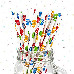 Hying 100PCS Easter Party Straws for Drinks Party Cold Drinks, Easter Egg Disposable Paper Drinking Straws for Juices Coffee Easter Party Supplies Decorations