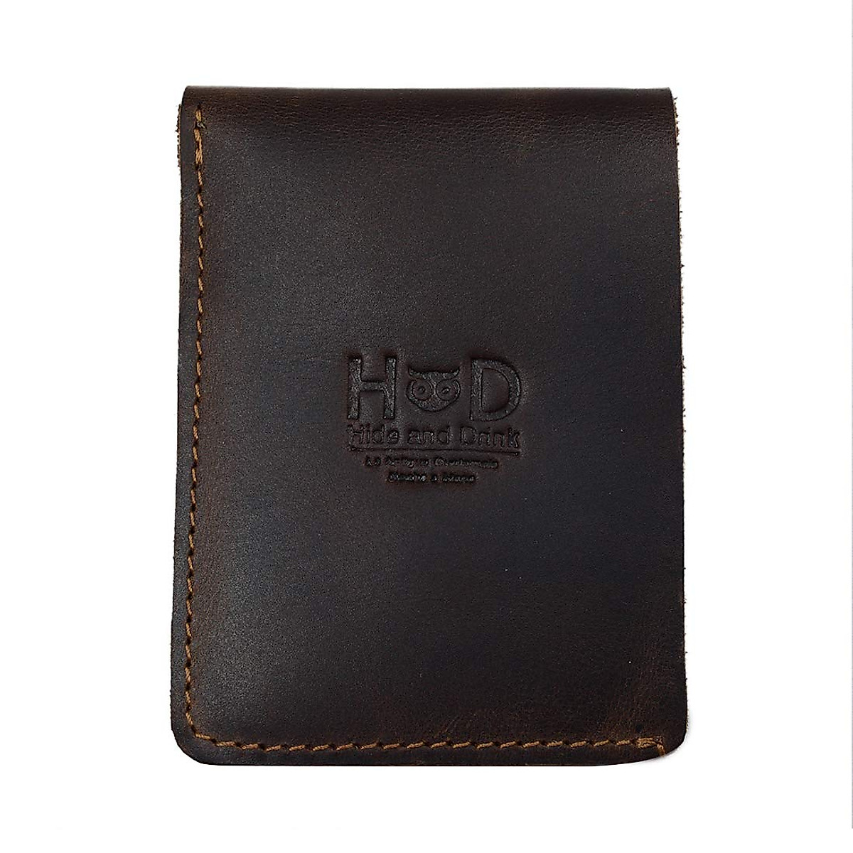 Hide & Drink, Vertical Front Pocket Wallet with Card Slot, Compact Storage for Bills, Card Holder, Full Grain Leather, Handmade, Bourbon Brown