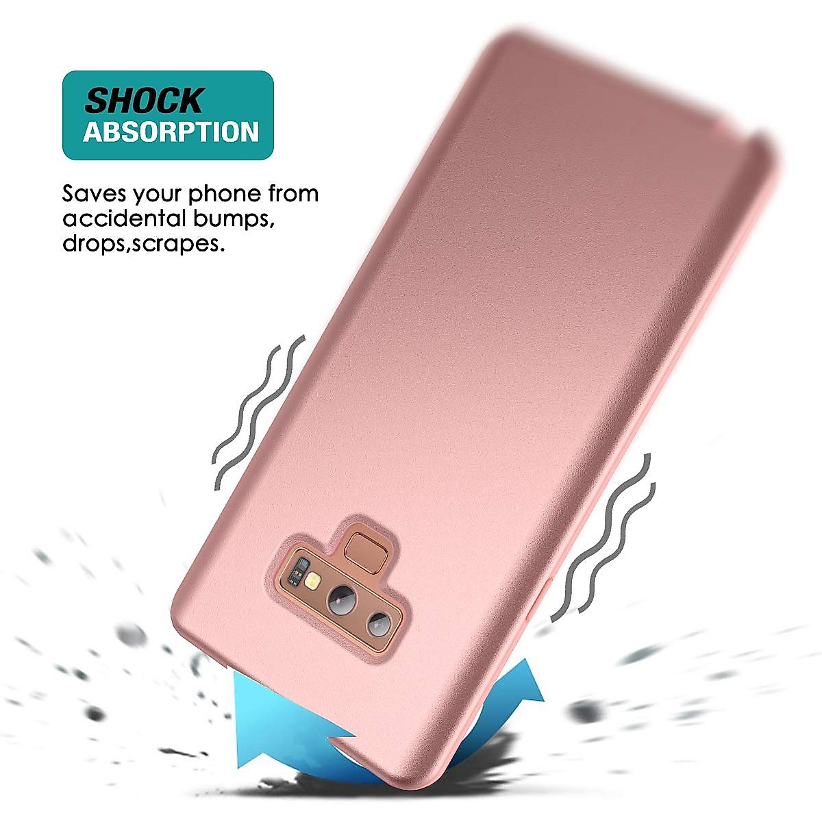 SURITCH Case for Samsung Galaxy Note 9,【Built in Screen Protector】【Support Wireless Charging】 Soft TPU Back Cover+PC Bumper Full Body Protective Case Shockproof for Note 9 Case 6.4"(Rose Gold)