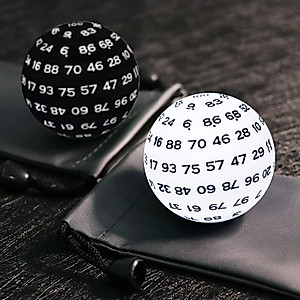2Pcs DND D100 Dice Black and White 100 Sided Polyhedral Game Dice Set