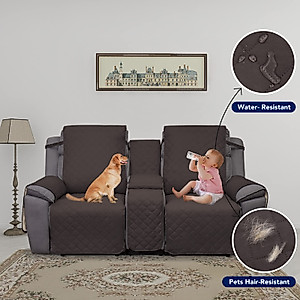PureFit Recliner Cover, 2 Seat, Water Resistant, Reversible, Non-Slip, Washable, Chocolate/Beige