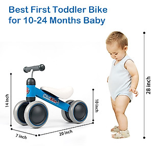 XIAPIA Baby Balance Bike Toys for 1 Year Old Boy Girl Gifts, 10-24 Month Toddler Balance Bike with 4 Silence Wheels, No Pedal Toddler First Bike, First Birthday Gifts Christmas for Boy and Girl (Cat)