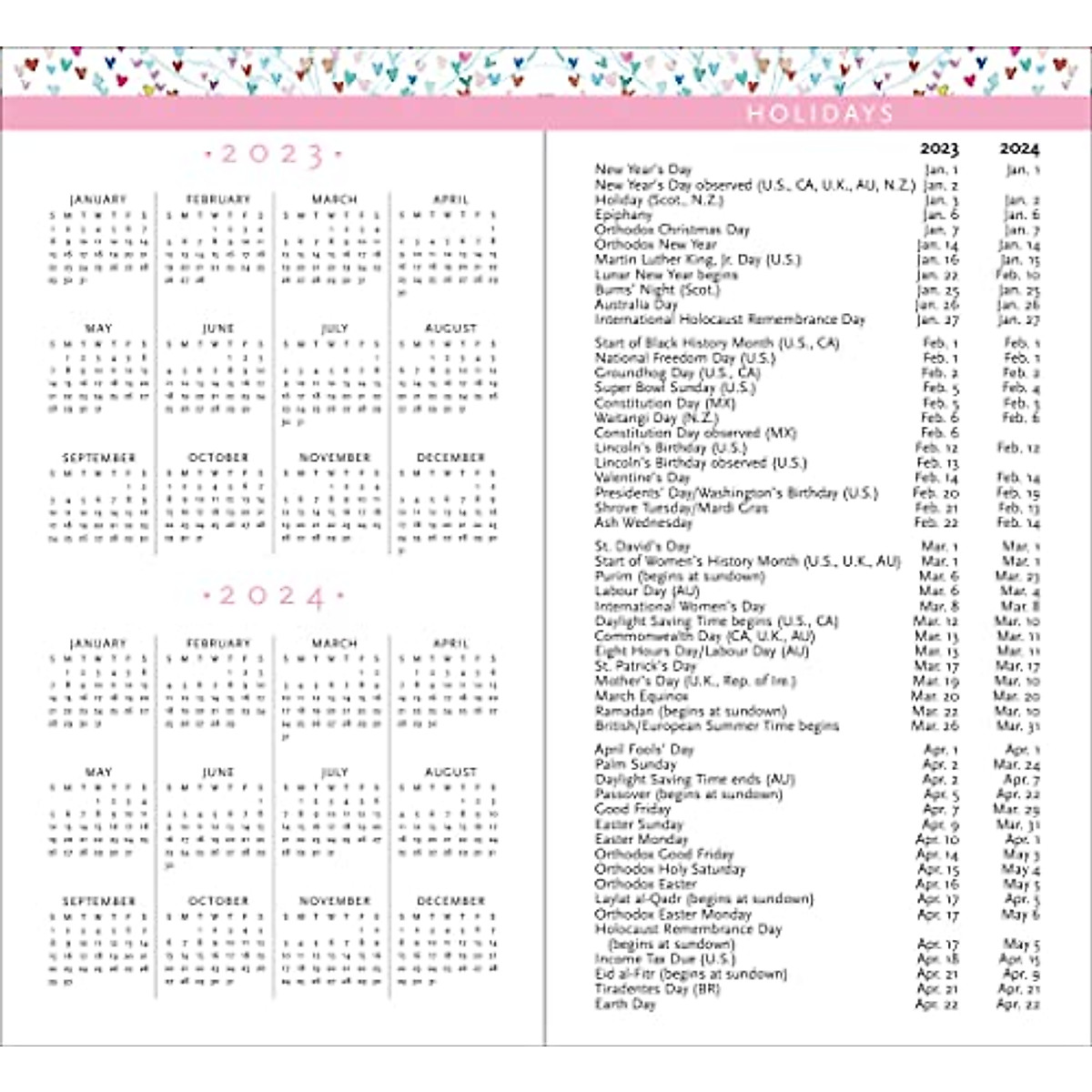 2023-24 Tree of Hearts 2-Year Pocket Planner (24-Month Calendar)
