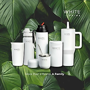 WHITE Prime 30 oz Tumbler | Simple Elegant Modern | Stainless Steel Double Wall Tumbler with handle and Straw Lid | Reusable Water Bottle Travel Mug | Cupholder Friendly | Drinkware Flasks