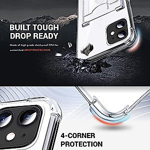 Shields Up Designed for iPhone 11 Case, Minimalist Wallet Case with Card Holder [3 Cards] & Ring Kickstand/Stand, [Drop Protection] Slim Protective Cover for Apple iPhone 11 (6.1 inch) - Clear