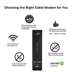 ARRIS Surfboard SBG7600AC2-RB DOCSIS 3.0 Cable Modem & AC2350 Wi-Fi Router , Approved for Comcast Xfinity, Cox, Charter Spectrum & more , Four 1 Gbps Ports , 800 Mbps Max Internet Speeds,- REFURBISHED