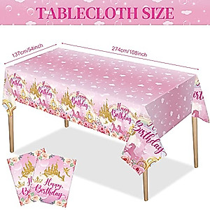 172 Pcs Princess Birthday Party Supplies Serves 24 Include Princess Castle Tablecloth Pink Princess Birthday Banner Princess Party Plates and Napkins Tableware Set for Girls Princess Theme Decorations