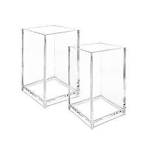 Newkita 2 Pack Clear Acrylic Pencil Pen Holder Cup, Clear Makeup Brush Holder, Acrylic Cosmetic Brushes Storage