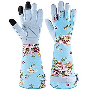 WANCHI Long Garden Gloves for Women Gardening Gloves Thorn Proof Rose Pruning Gloves Women's Light Protective Work Gloves for Yard & Outdoor Work Blue Small