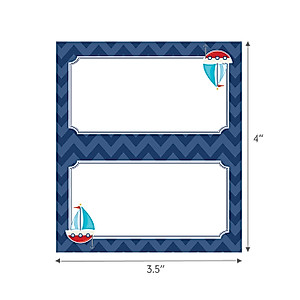Oh My Baby Shower Ahoy Nautical Theme Tent Card Place Holders - 12 Count