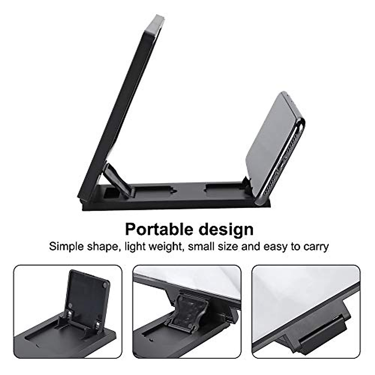 ASHATA 19.56" Screen Magnifier for Smartphone, HD Mobile Phone Screen Magnifier, No Power Drive, Movie Video Expandable HD Screen for Watching Movies Videos (Black)