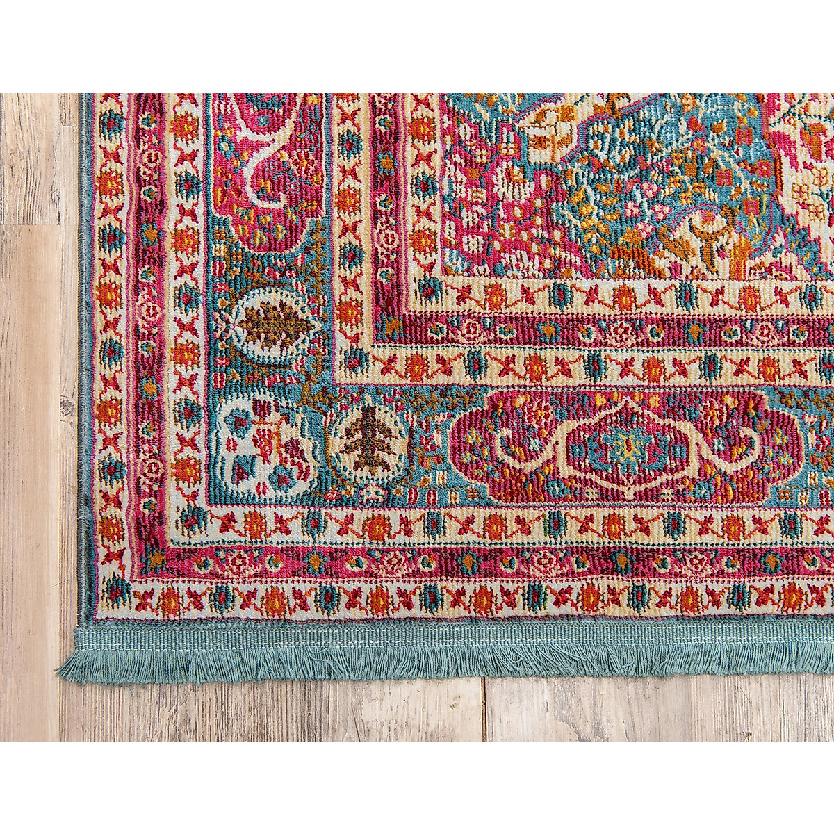 Unique Loom Baracoa Collection Area Rug - Regla (5' 5" x 8' Rectangle, Turquoise/ Ivory)