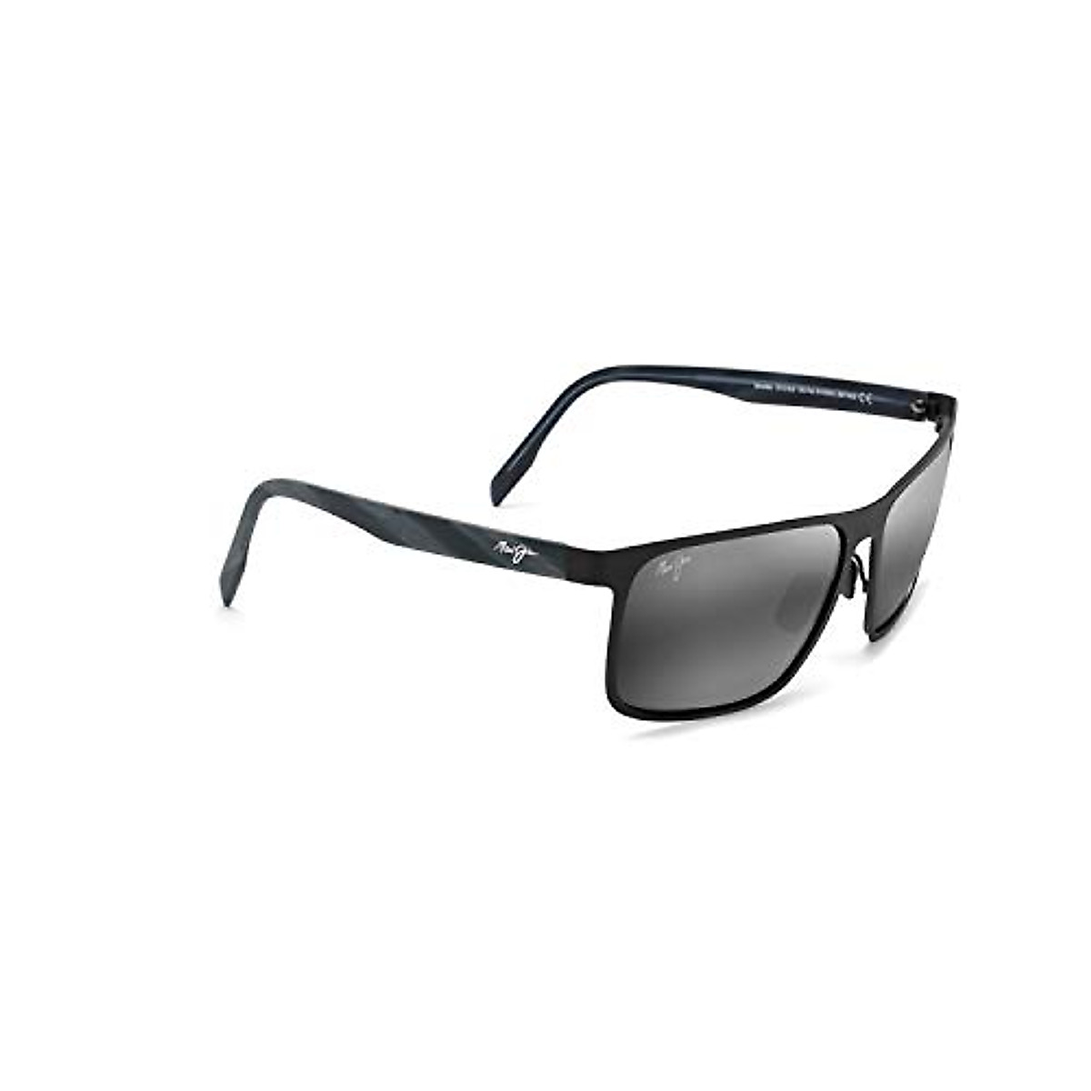 Maui Jim Men's Wana Polarized Rectangular Sunglasses, Matte Black/Neutral Grey, Large