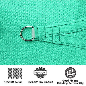 iCOVER Sun Shade Sail Canopy 16'5"x16'5"x16'5", 185GSM Fabric Permeable Pergolas Top Cover, for Outdoor Patio Lawn Garden Backyard Awning, Teal