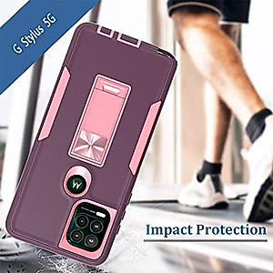 MDCN Military Grade Moto G Stylus 5G Case 2021 - Purple, HD Screen Protector, Magnetic Kickstand, Car Mount, Heavy Duty Protection