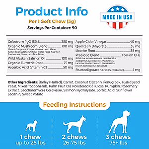Shed Defender All Natural Allergy Relief & Probiotics Soft Chew Supplements for Dogs - Veterinarian Formulated Anti Itch & Hot Spots Omega 3 Fish Oil, Colostrum - 90 ct.