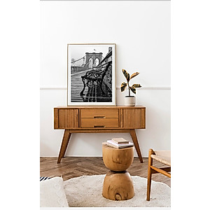 Brooklyn Bridge (Bench in The Clouds - New York City) - 30 x 20 Inchse - Luxury Black and White Artwork - Metropolitan Wall Art