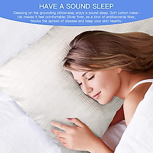 Grounding Pillowcase with Grounding Connection Cord Silver Fiber for Better Sleep Connection, Anxiety and Snore Relief 20 30inch 1pc
