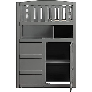 DNYN Stairway Twin Over Full & Twin Bunk Bed with Storage Shelves & Drawers,Convertible Bunkbeds,Wooden Home Furniture Bedframe,No Box Spring Need,Perfect for Kids Bedroom,Guest Room, Gray