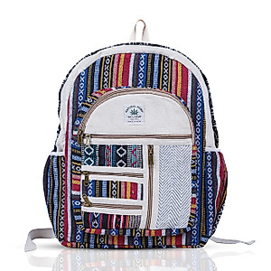 Small cotton stripe hemp backpack, Hemp backpack, traveling backpack, nepali backpack, himalayan backpack, small 13" bag (BG-001-SM)