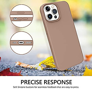 GUAGUA Compatible with iPhone 13 Pro Case 6.1 Inch Liquid Silicone Soft Gel Rubber Slim Thin Microfiber Lining Cushion Texture Cover Shockproof Protective Phone Case for iPhone 13 Pro Khaki