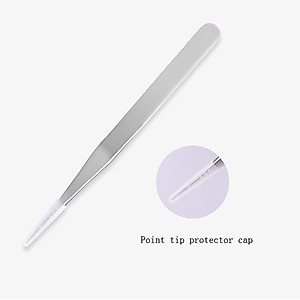 2Pcs Professional Stainless Steel Nail Art Tweezers Curved Straight Tip False Eyelash Extension Nippers Clip Tweezers Set for Nail Art Sticker Rhinestone Eyelash Picker Nail Design Beauty Tool, Silver