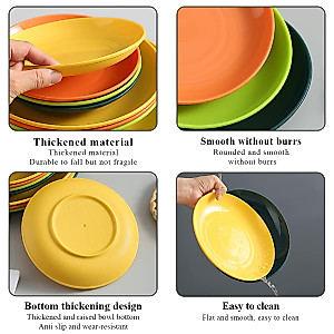 Evanda Plastic Plates Set of 12 Pieces, Dinner Plates 3 Size 6.25/7.75/9.25 inch Unbreakable Reusable Dishes for All Purpose and All Age, Microwave Safe BPA Free Dishwasher Safe