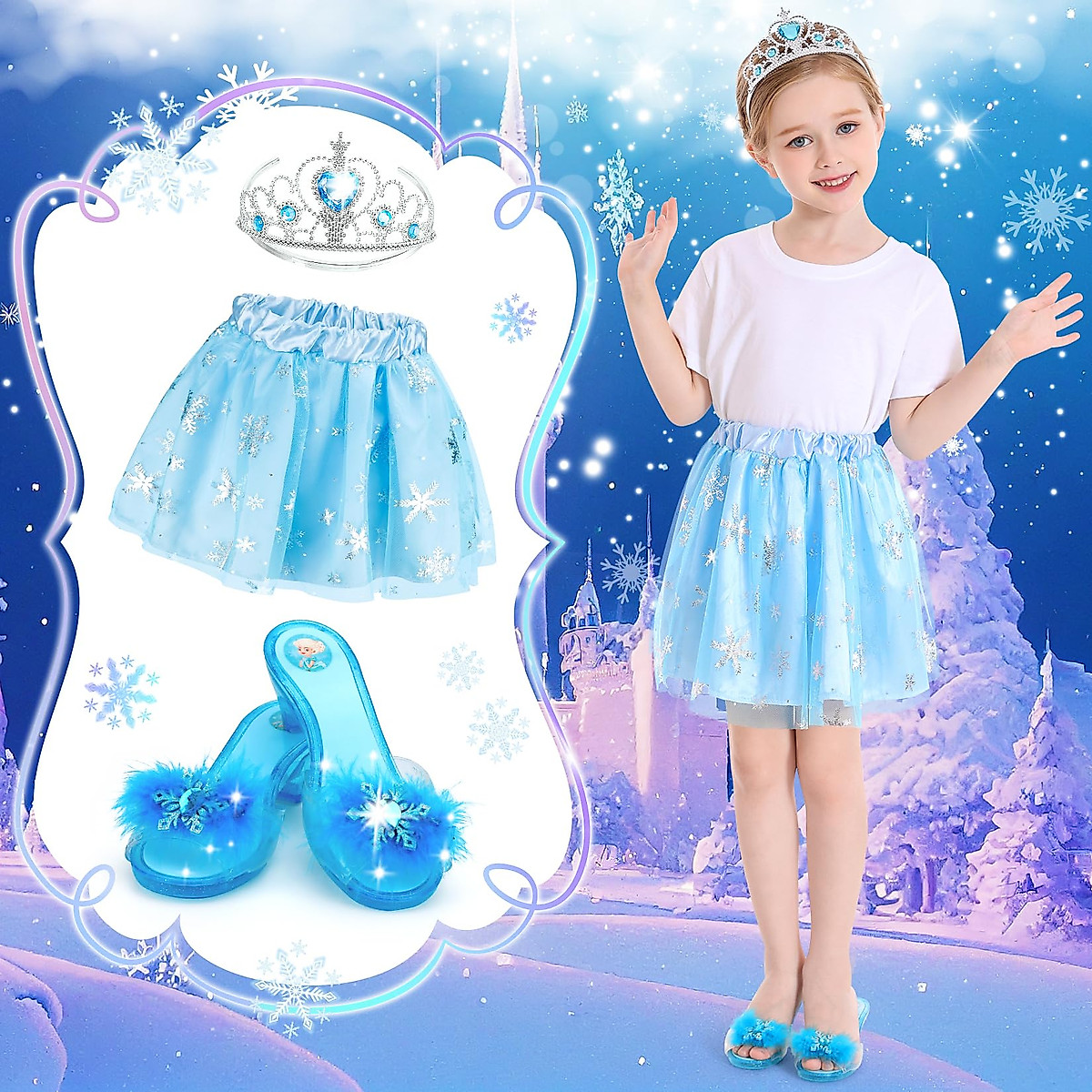 LIMIROLER Princess Dress Up Shoes Set, Girls Dress Up Toys, Princess Role Play Costumes Kit Gifts for Toddler Little Girls Aged 3-6 Years Old