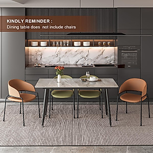 ZL ZELing Dining Table with Marble Sintered Stone Table Top and Metal Legs, Gray 55" Rectangular Kitchen Table, Dinner Table for Dining Room